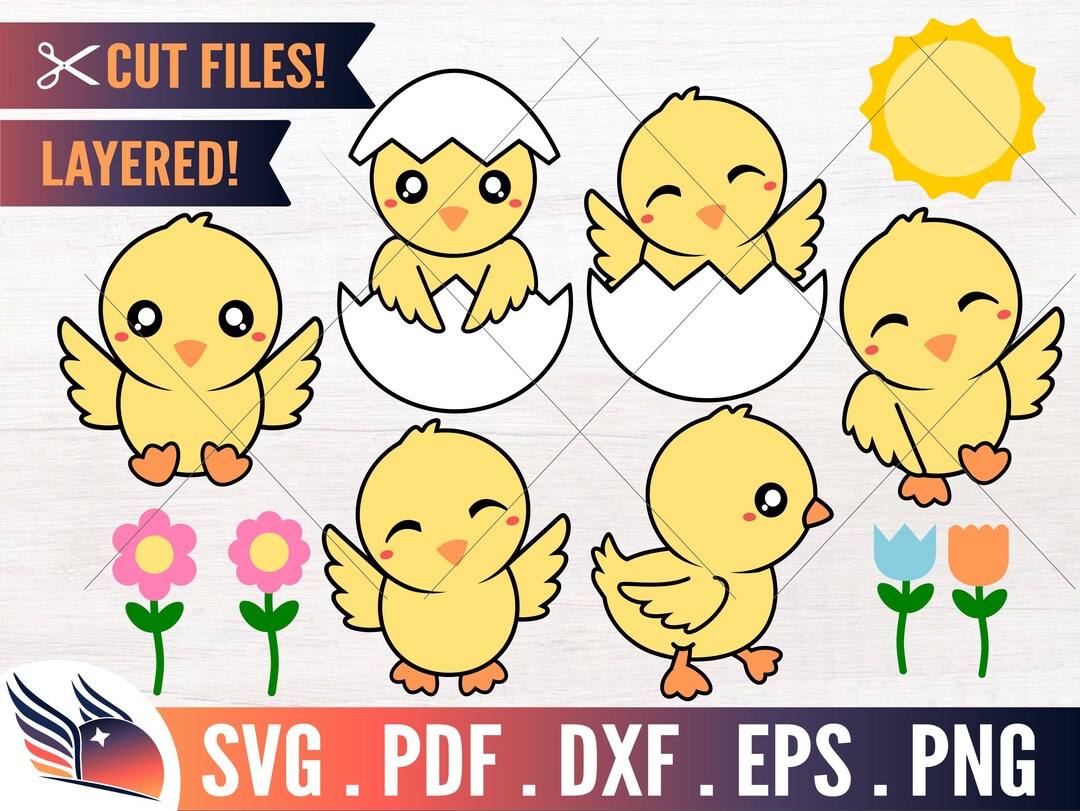 Chick Hatching SVG PNG Cute Kawaii Chicken Clipart Baby Hen - Etsy