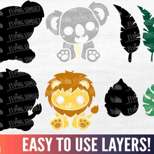 Jungle Animal Clipart SVG PNG, Layered Safari Animal Cut File, Zoo ...