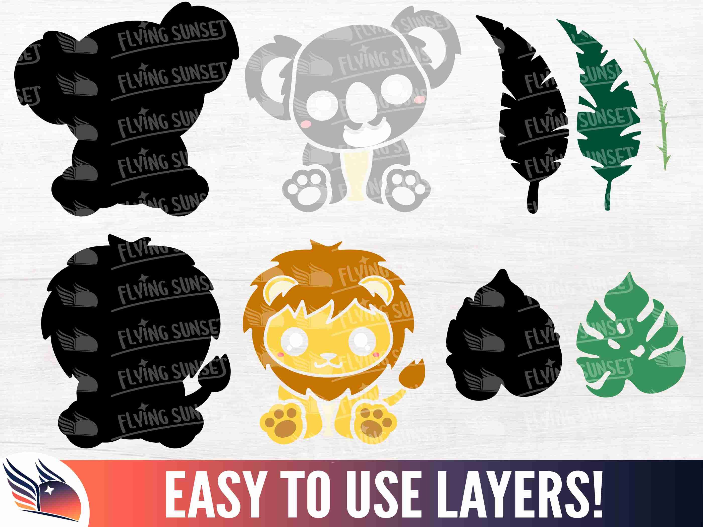 Jungle Animal Clipart SVG PNG, Layered Safari Animal Cut File, Zoo ...