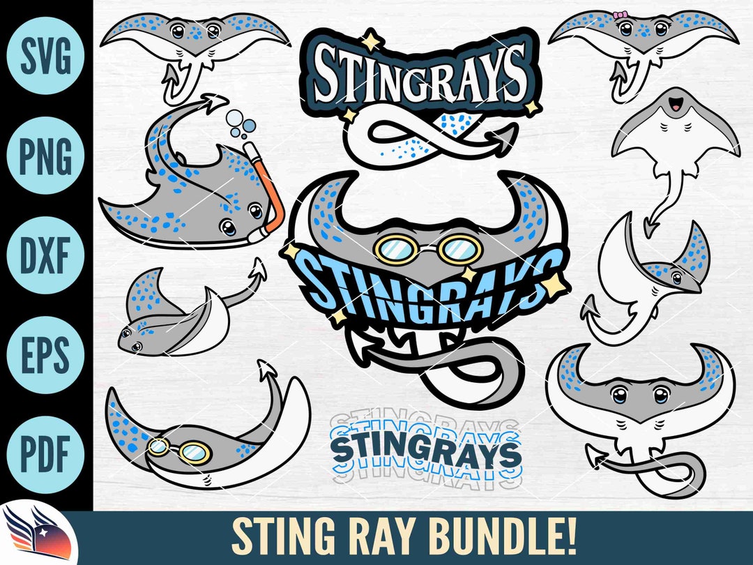 Cute Sting Ray Clipart SVG Stingray PNG Bundle Kawaii Ocean - Etsy
