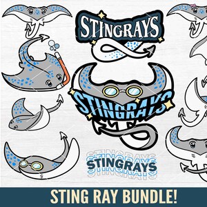 Cute Sting Ray Clipart SVG, Stingray PNG Bundle, Kawaii Ocean Animal ...