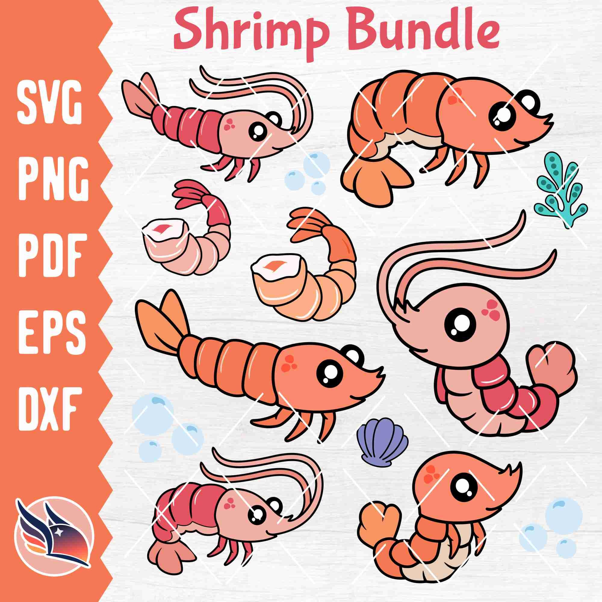 Cute Shrimp SVG, Shrimp Clipart Bundle, Prawn Cut Files Cricut, Layered ...