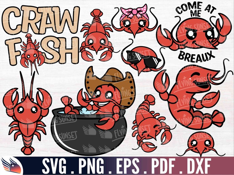Cute Crawfish SVG PNG, Crawfish Boil Clipart, Crawdad Layered Vinyl ...