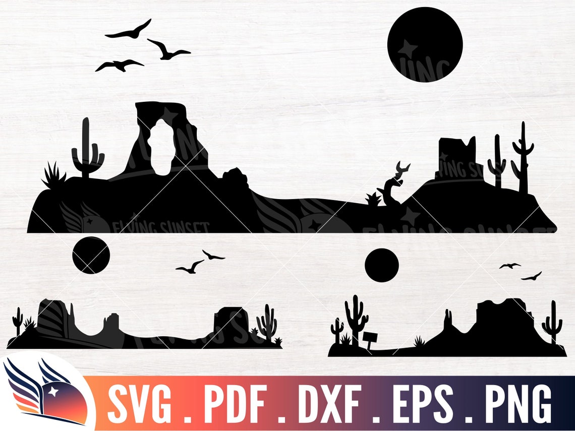 Desert SVG Desert Landscape Svg Black Desert Silhouette - Etsy