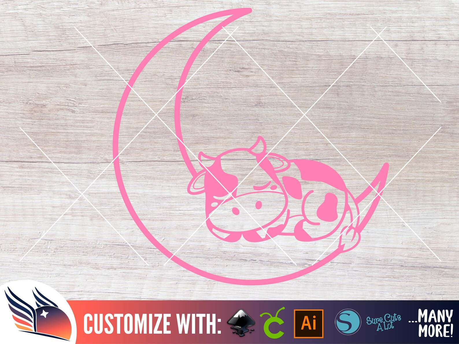 Cow Sleeping on Moon SVG Cute Cow Svg Baby Cow Clipart Farm | Etsy