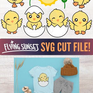 Chick Hatching SVG PNG, Cute Kawaii Chicken Clipart, Baby Hen Sticker ...