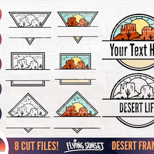 Desert Monogram SVG, Western Landscape Decal, Southwest Silhouette Logo ...