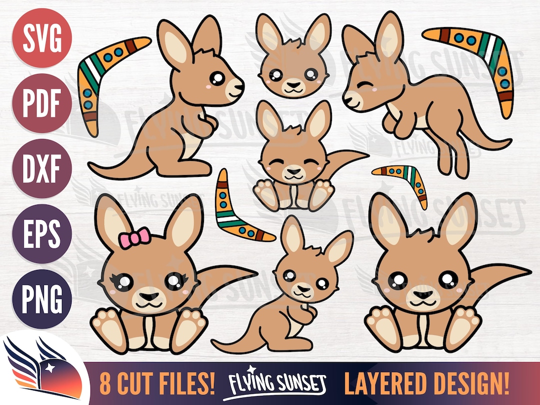 Cute Kangaroo SVG Baby Kangaroo Svg Kawaii Kangaroo Clipart - Etsy