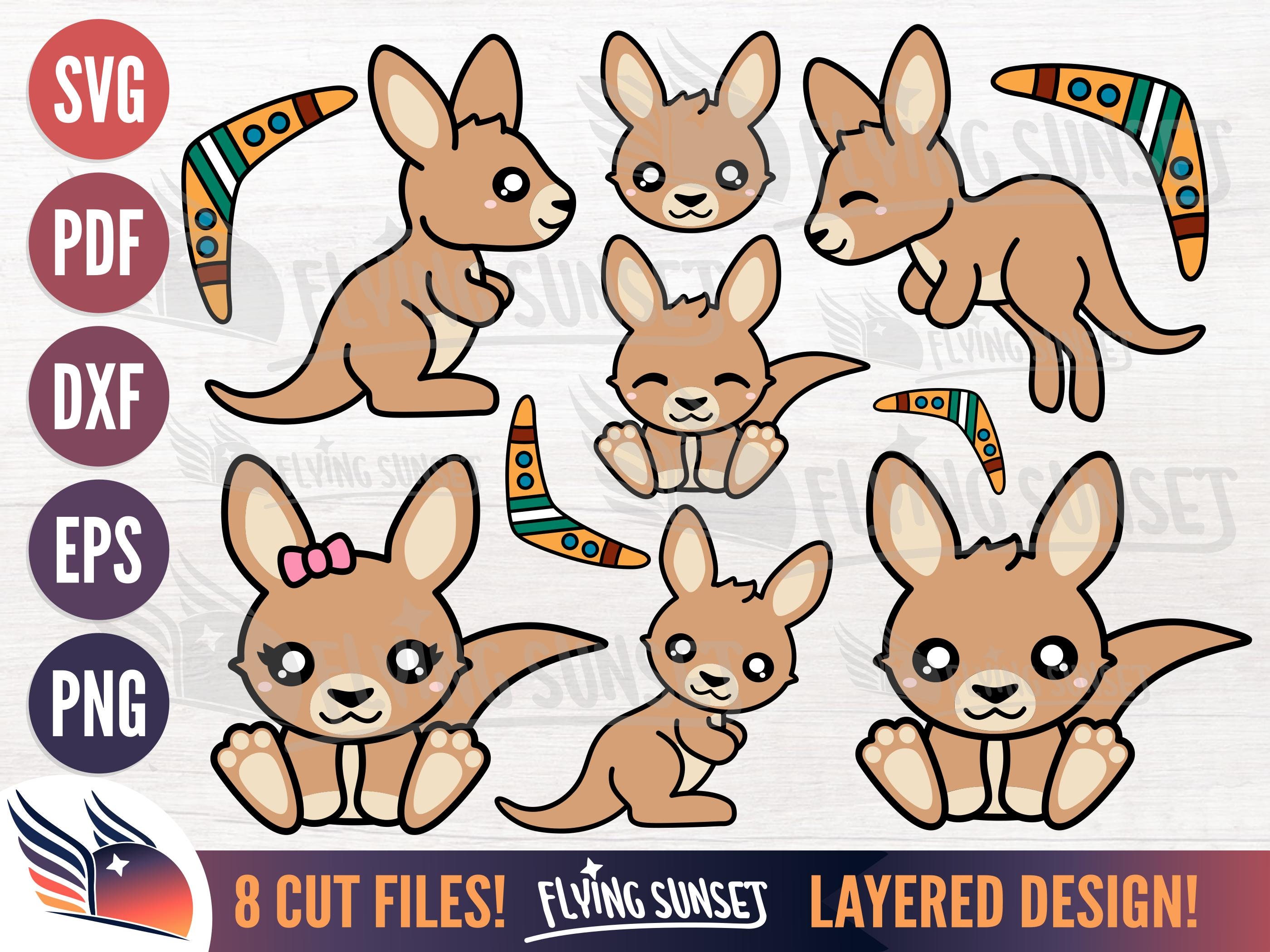 Cute Kangaroo SVG Baby Kangaroo Svg Kawaii Kangaroo Clipart - Etsy