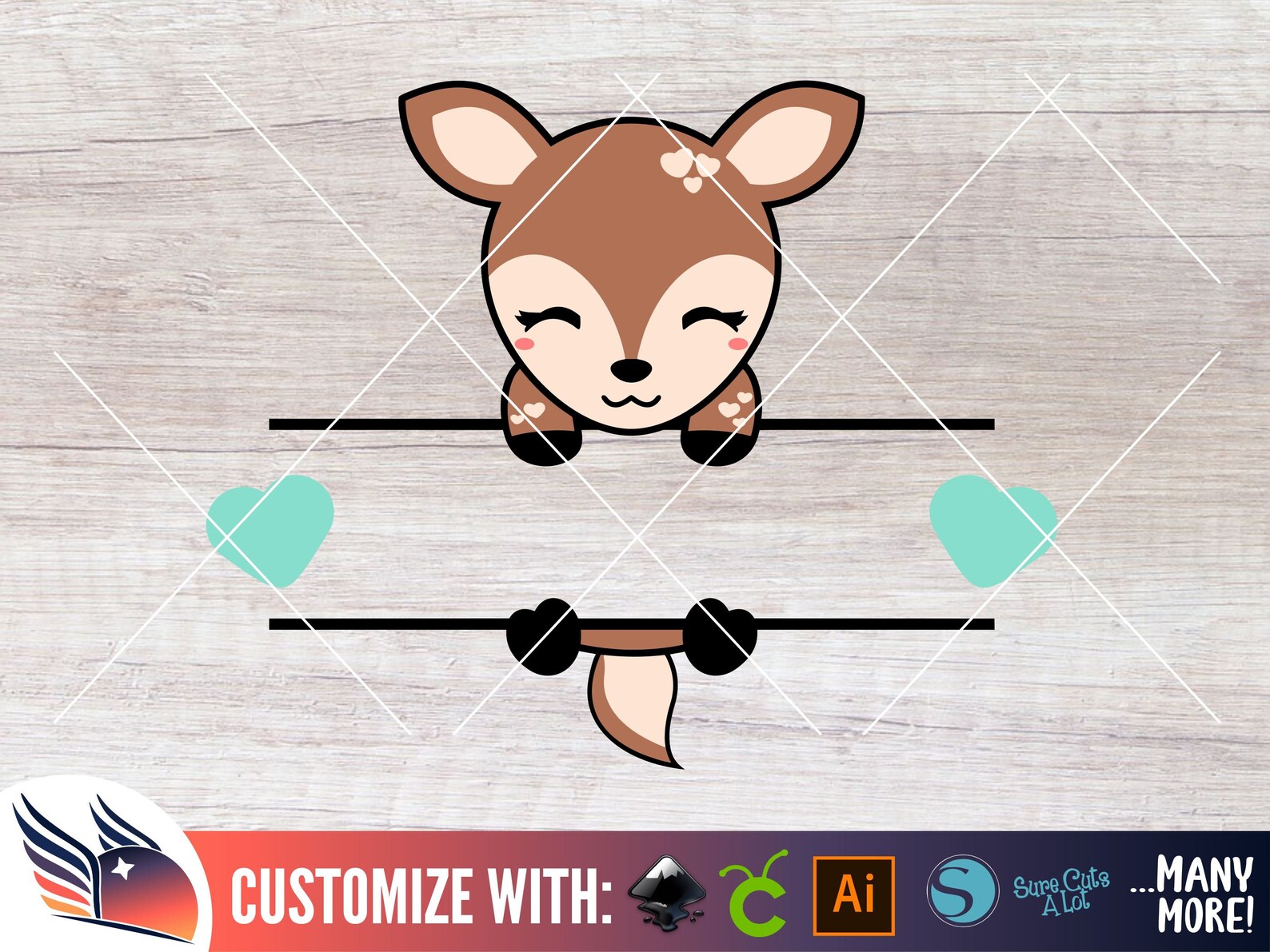 Cute Deer Monogram SVG, Baby Deer Svg, Forest Animal Png, Deer Clipart ...