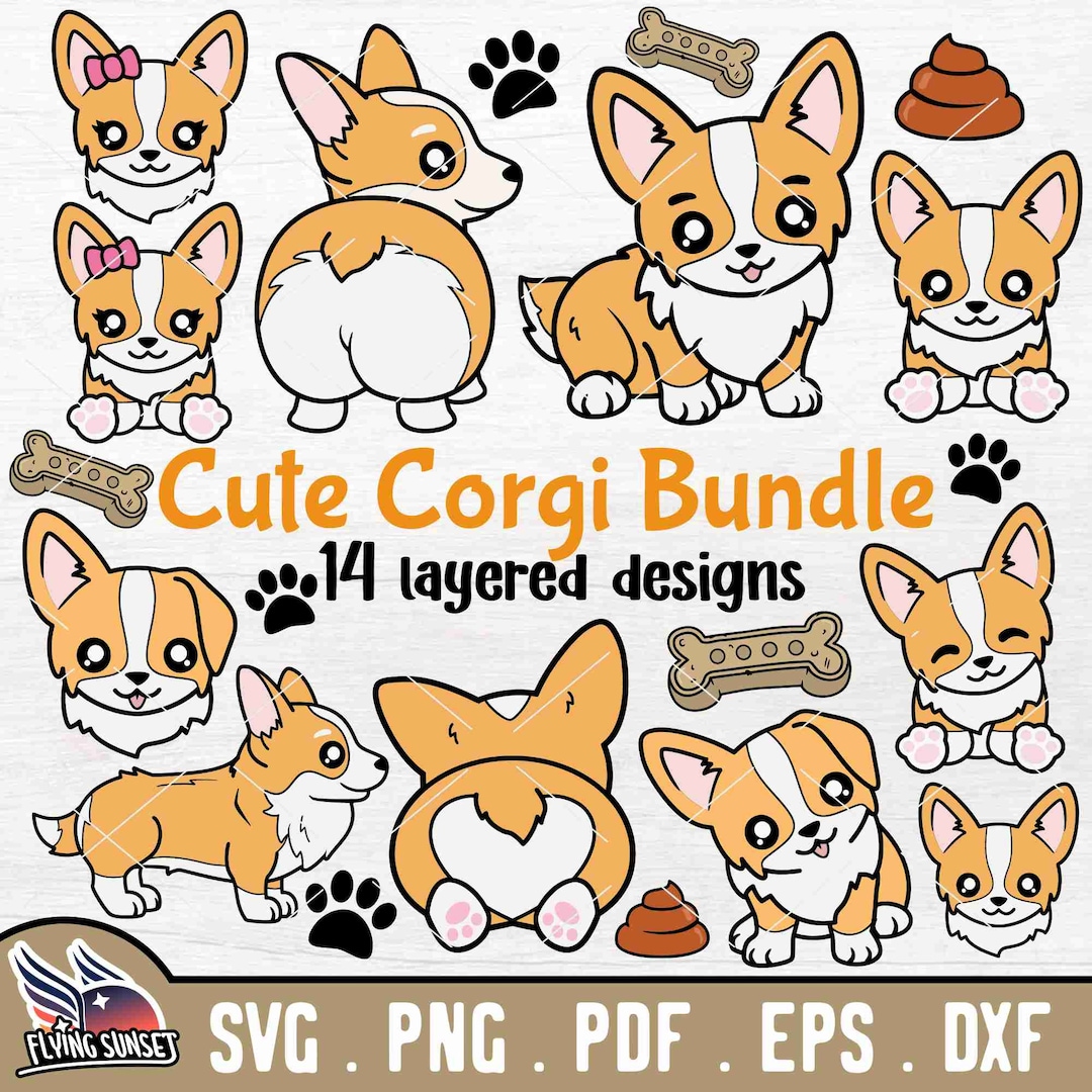 Cute Corgi Clipart SVG, Kawaii Puppy PNG, Funny Corgi Butt, Corgi ...