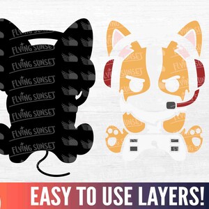 Gamer Corgi SVG Clipart, Gaming Dog Outline, Video Game Streamer PNG ...