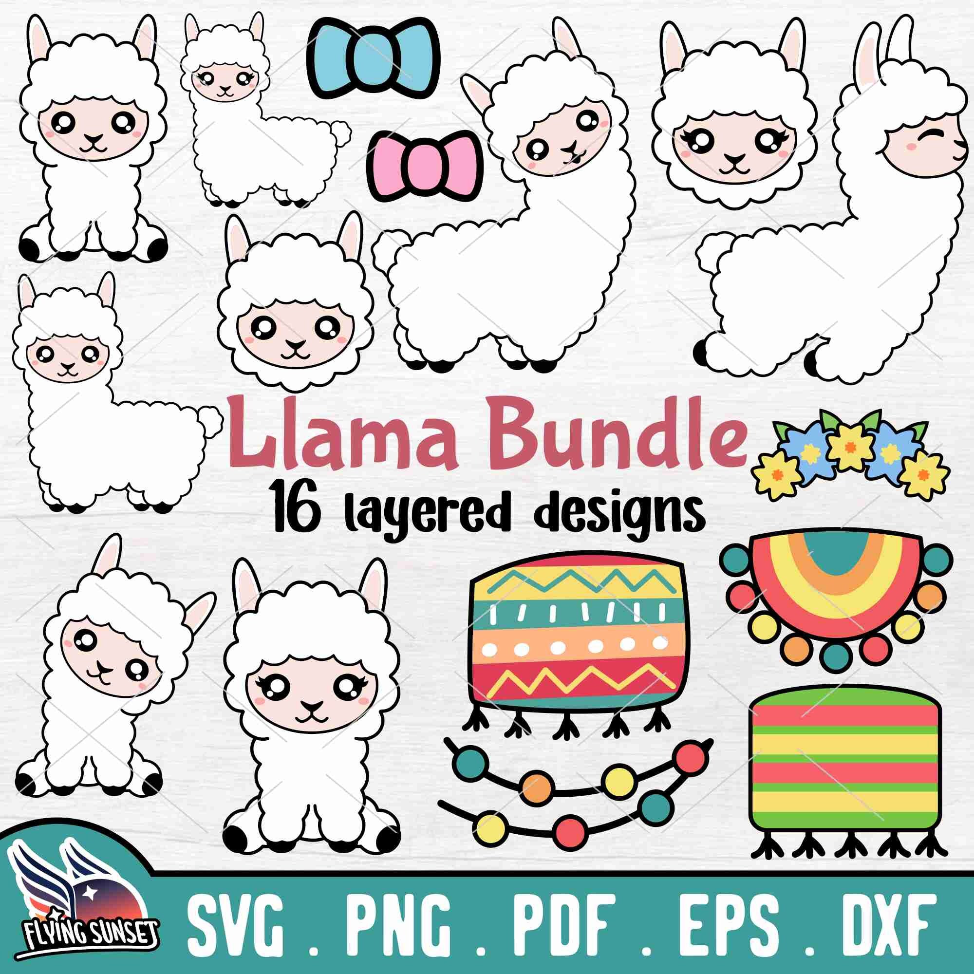 Cute Llama SVG, Baby Llama PNG Clipart, Cut Files for Cricut ...