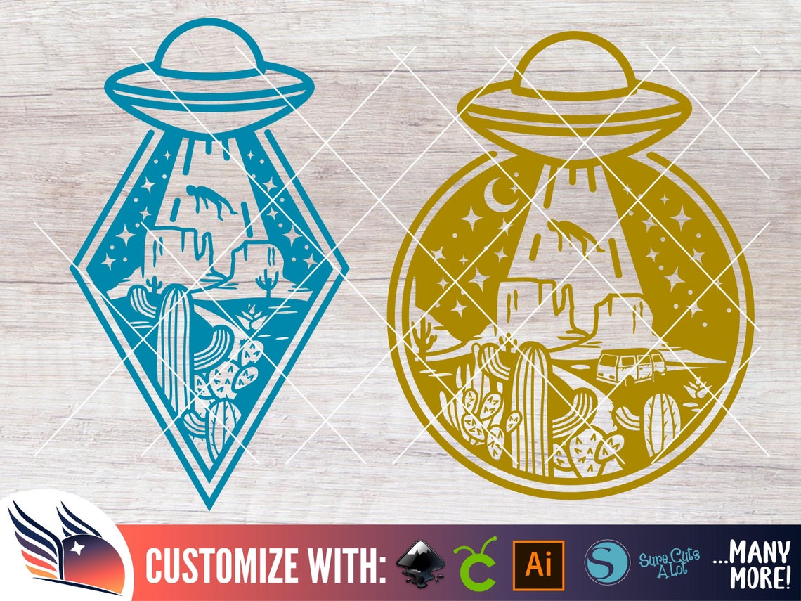 Alien Abduction SVG Desert UFO Svg Desert Night Landscape - Etsy