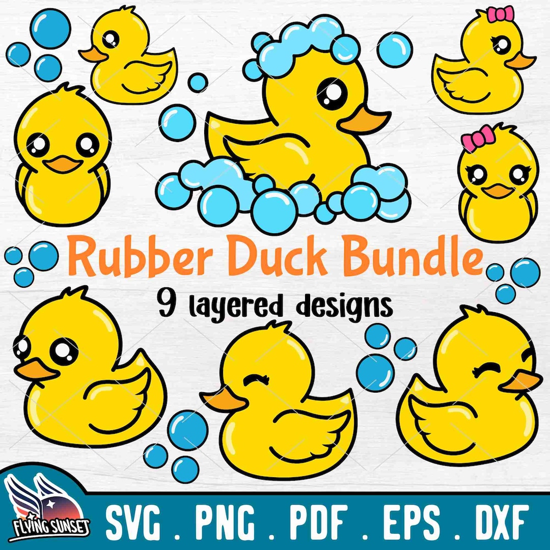 Cute Rubber Duck SVG, Rubber Ducky Clipart, Bathroom Toy Cut File ...