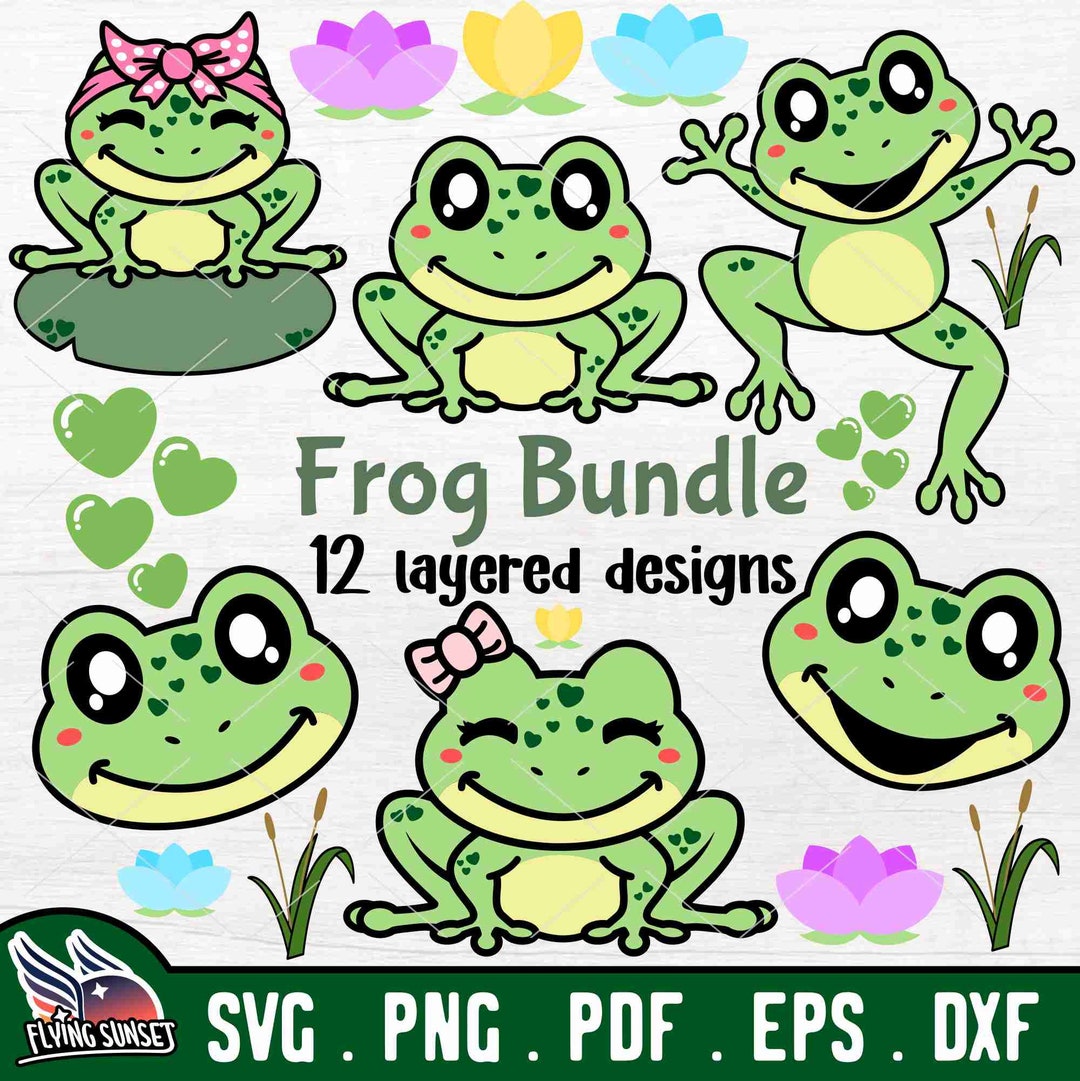 Cute Frog Svg Bundle, Frog Clipart Set, Funny Frog Svg, Baby Frog ...