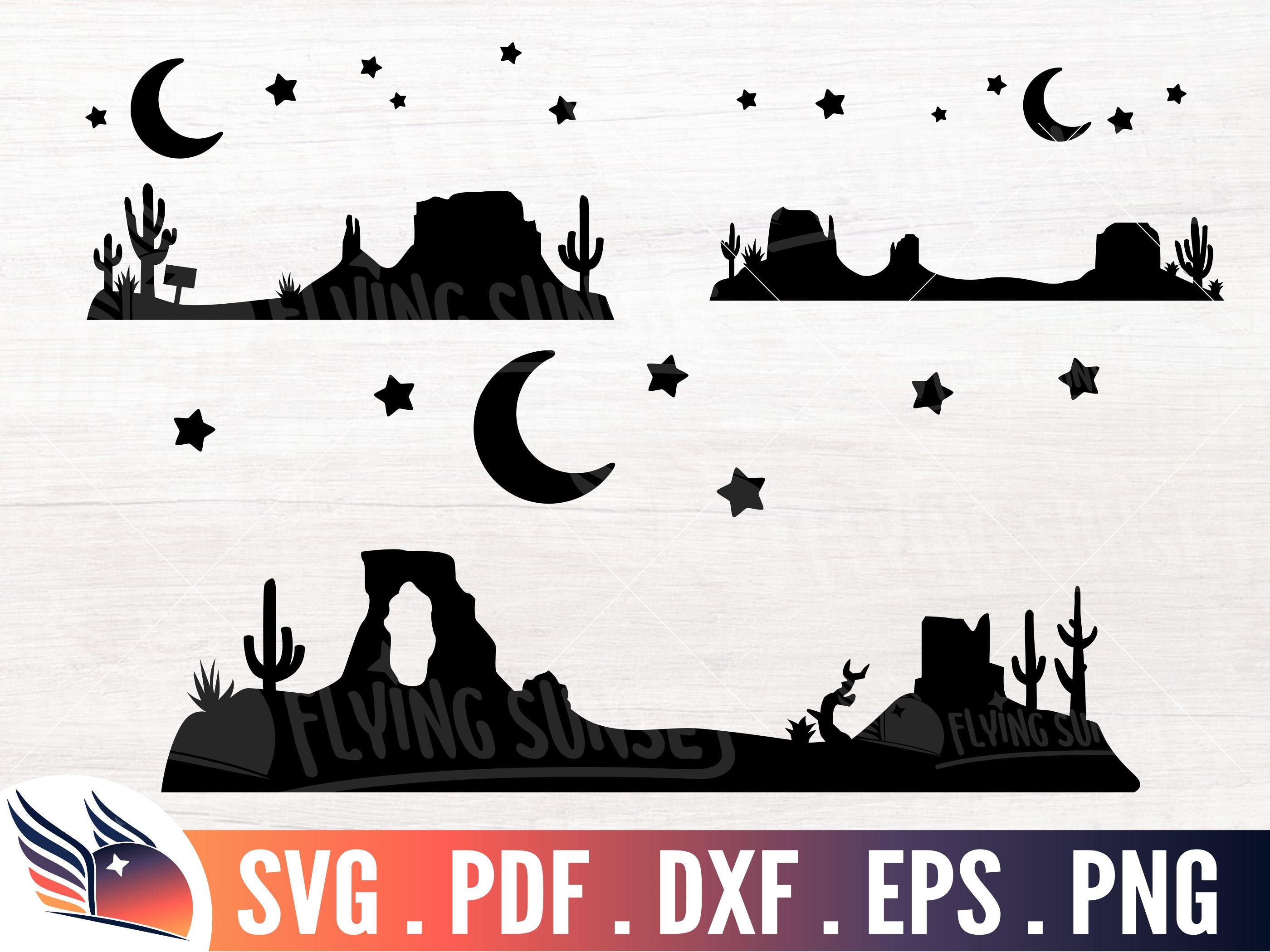 Desert Night SVG Desert Landscape SVG Cactus Svg Desert - Etsy