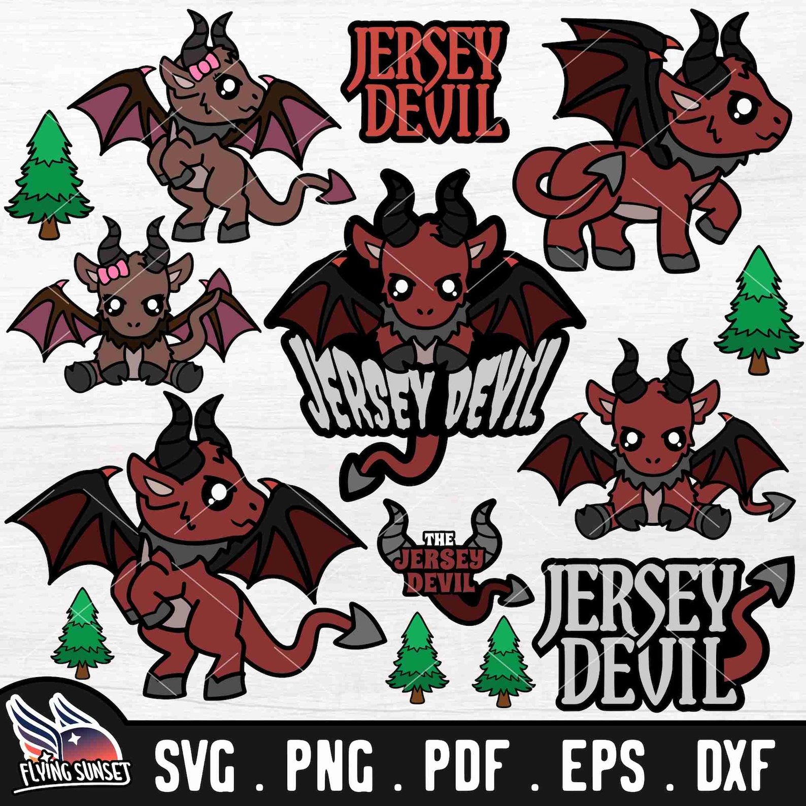 Cute Jersey Devil Clipart SVG, Baby Cryptid PNG, Kawaii Monster Sticker ...