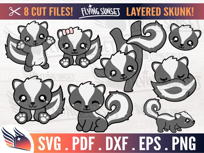 Cute Skunk SVG, Baby Skunk Clipart, Kawaii Forest Woodland Animal, Zoo ...