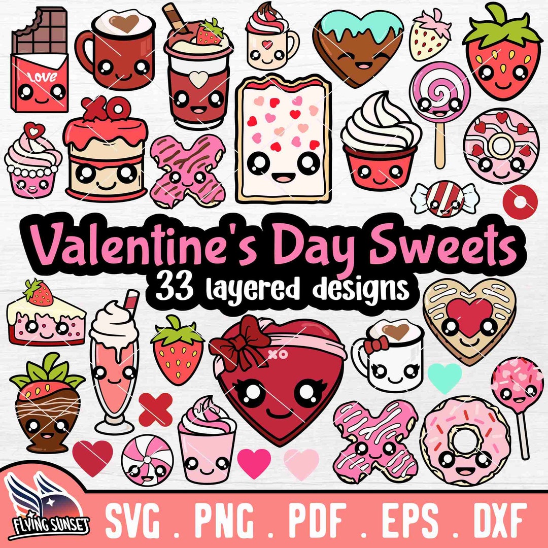 Valentine's Day Sweets SVG, Happy Valentine's Day Clipart PNG, Cute ...