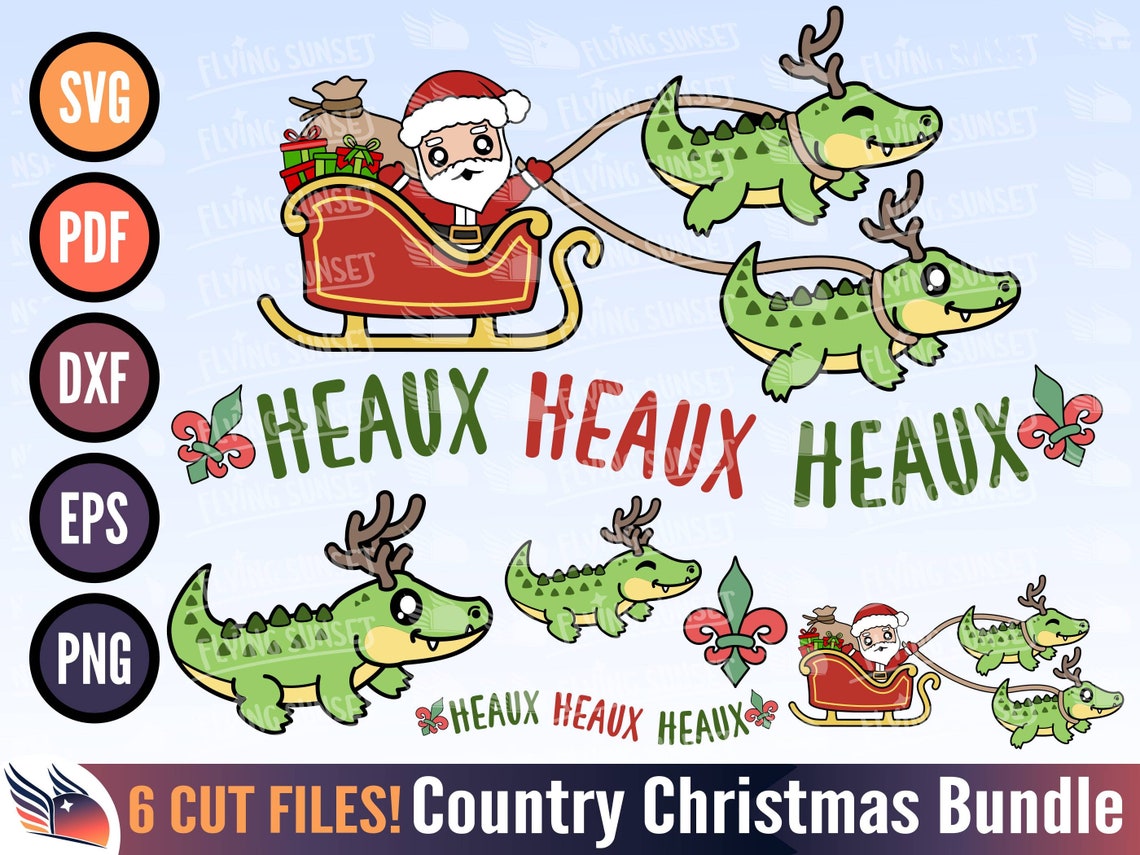 Cajun Christmas SVG PNG, Heaux Heaux, Southern Santa Clipart, Kawaii ...