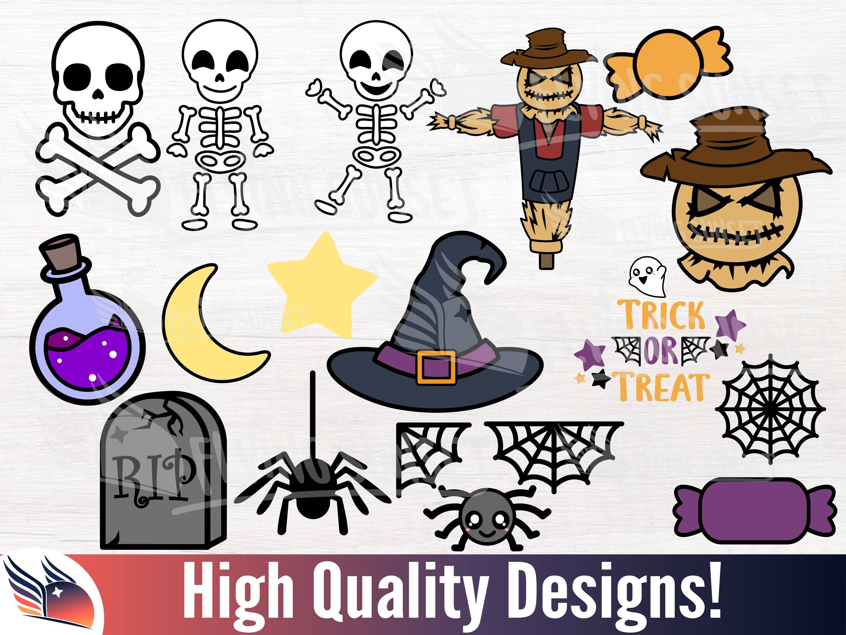 Cute Halloween SVG Halloween Clipart Bundle Kawaii Halloween - Etsy