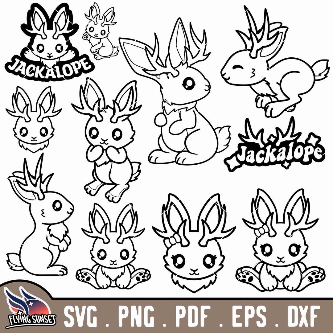 Jackalope Outline SVG, Cute Cryptid Coloring Page, Cute Jackalope ...