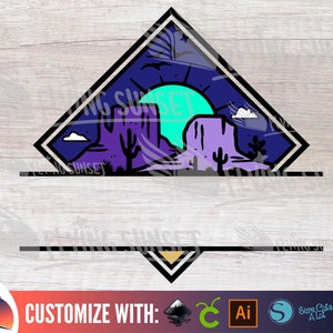 Desert Monogram SVG, Western Landscape Decal, Southwest Silhouette Logo ...