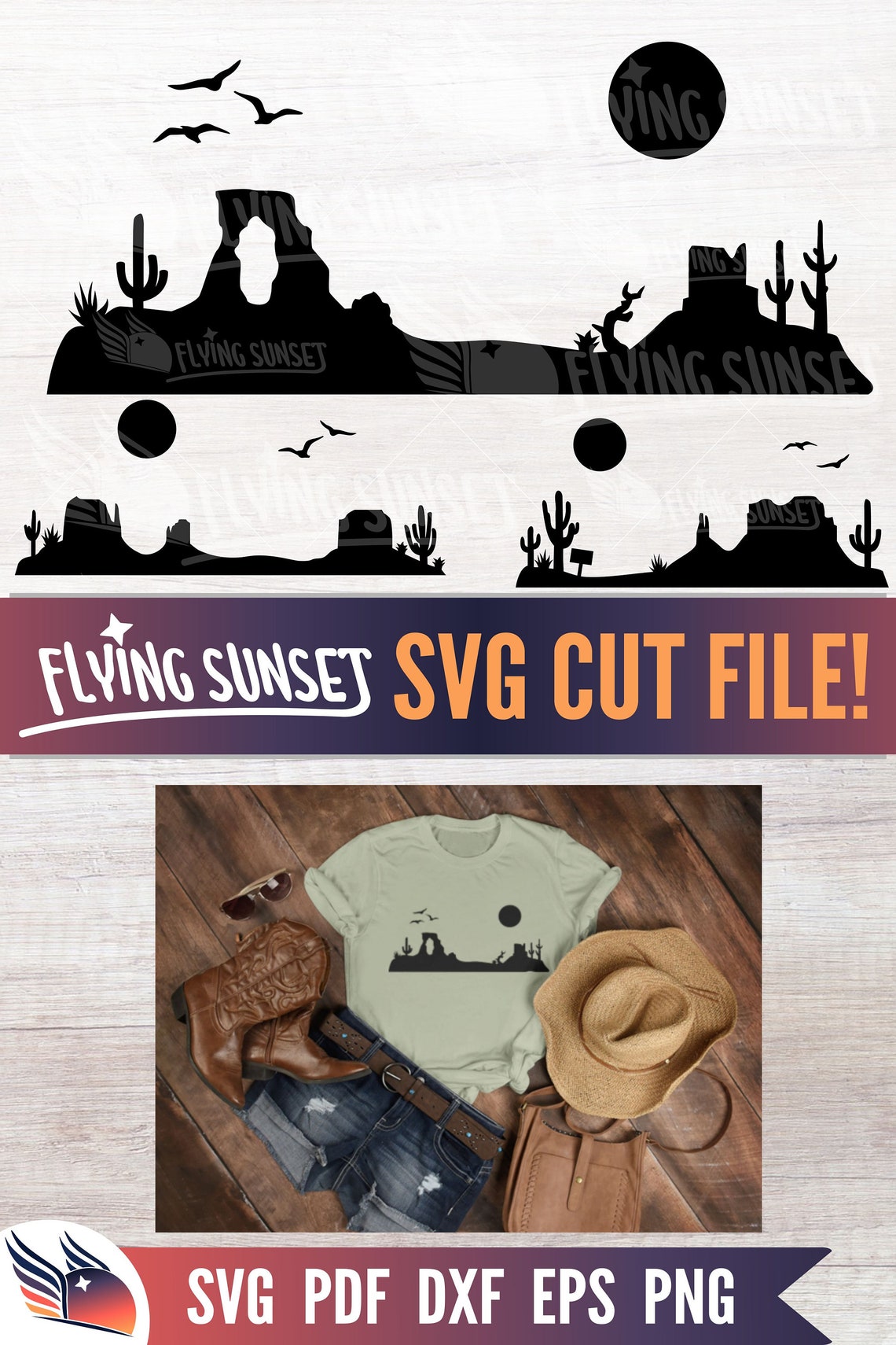 Desert SVG Desert Landscape Svg Black Desert Silhouette | Etsy