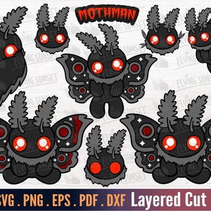 Cute Mothman Cryptid SVG, Mothman Clipart Cut Files, Kawaii Cricut PNG ...