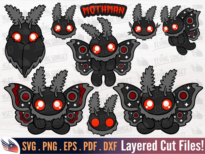 Cute Mothman Cryptid SVG Mothman Clipart Cut Files Kawaii - Etsy Finland