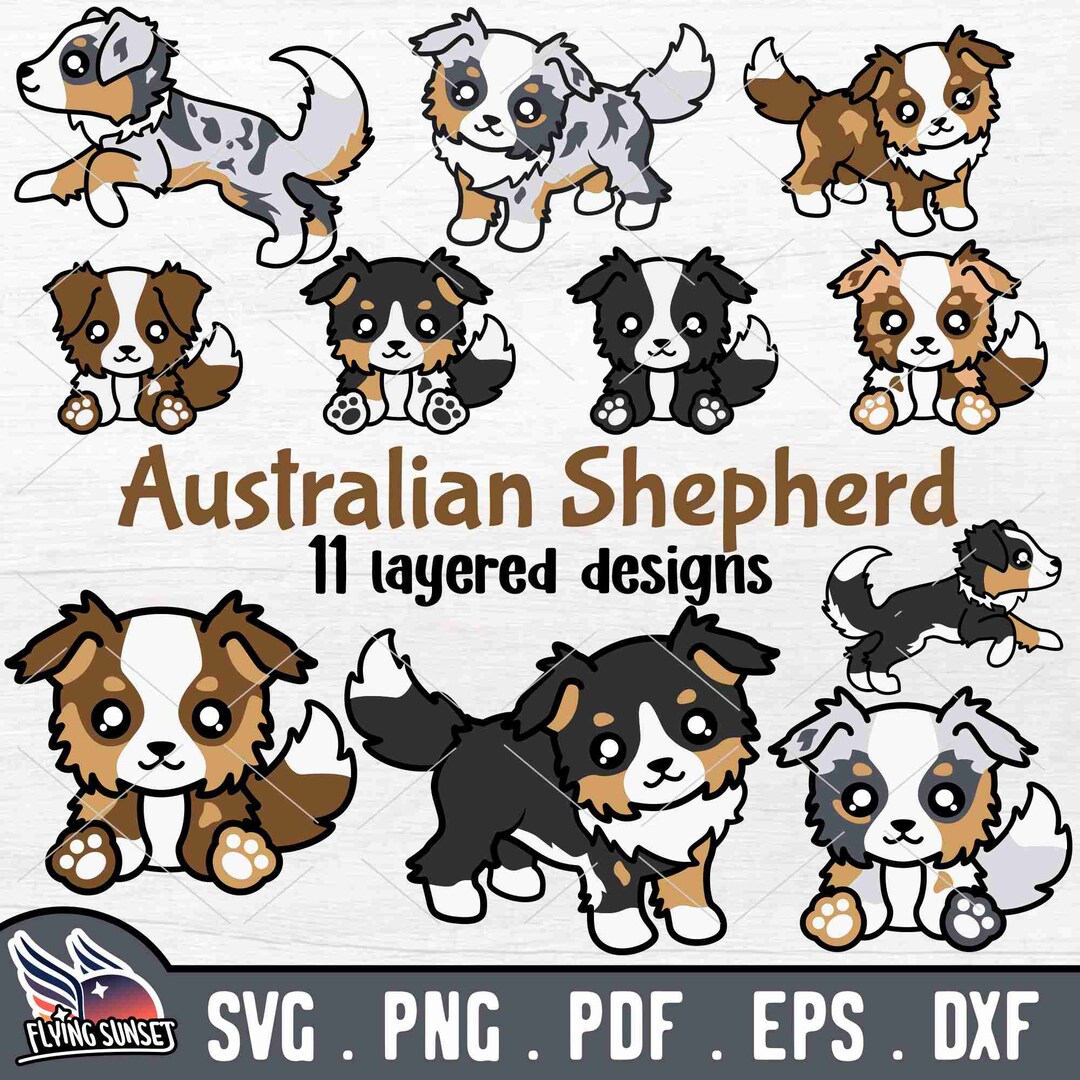 Cute Australian Shepherd SVG, Baby Aussie Cut File Cricut, Puppy ...