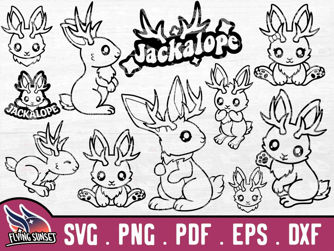 Jackalope Outline SVG, Cute Cryptid Coloring Page, Cute Jackalope ...