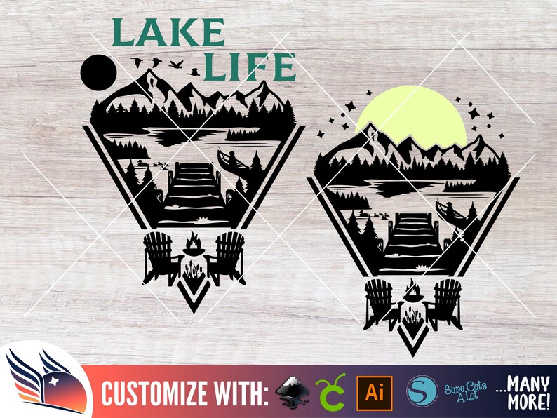 Lake Scene SVG Lake Life Svg Mountain Landscape Forest Cut - Etsy
