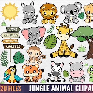 Jungle Animal Clipart SVG PNG, Layered Safari Animal Cut File, Zoo ...