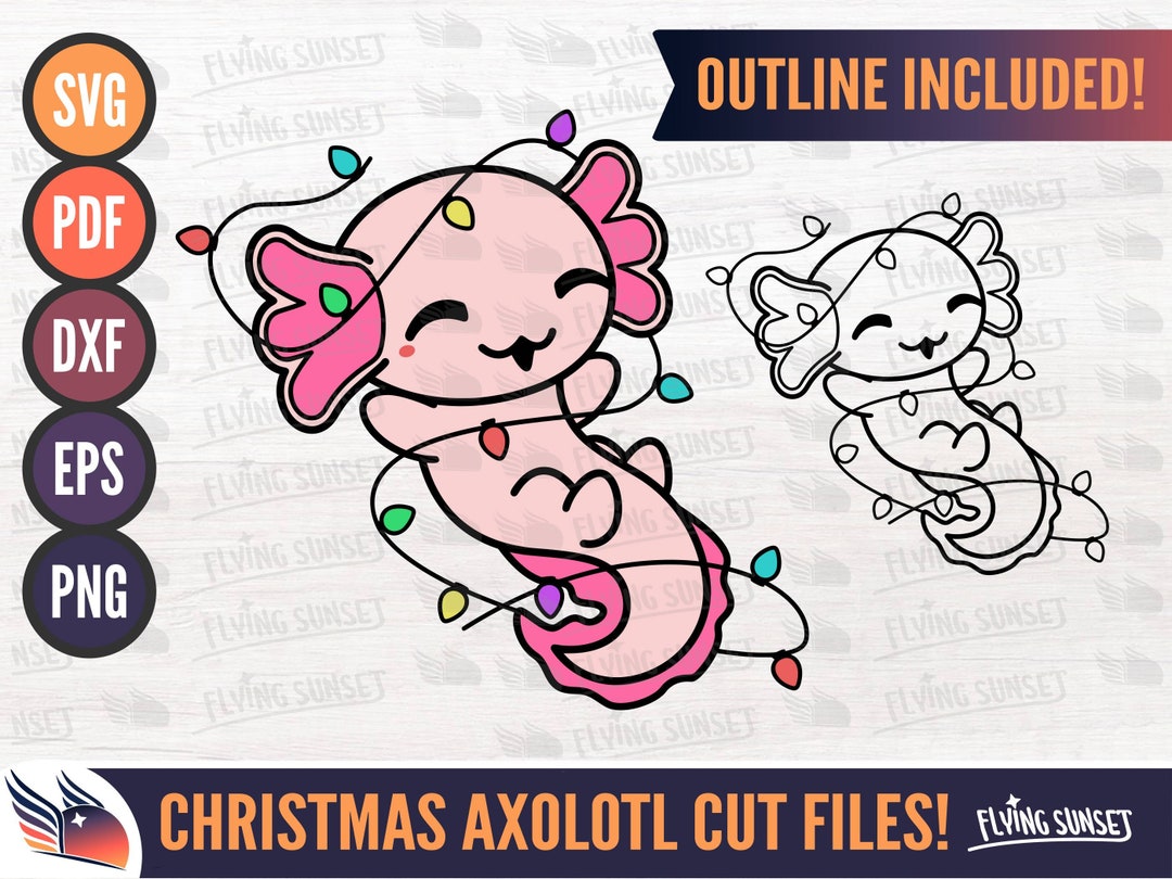 Christmas Axolotl SVG Tangled Christmas Lights PNG Kawaii - Etsy