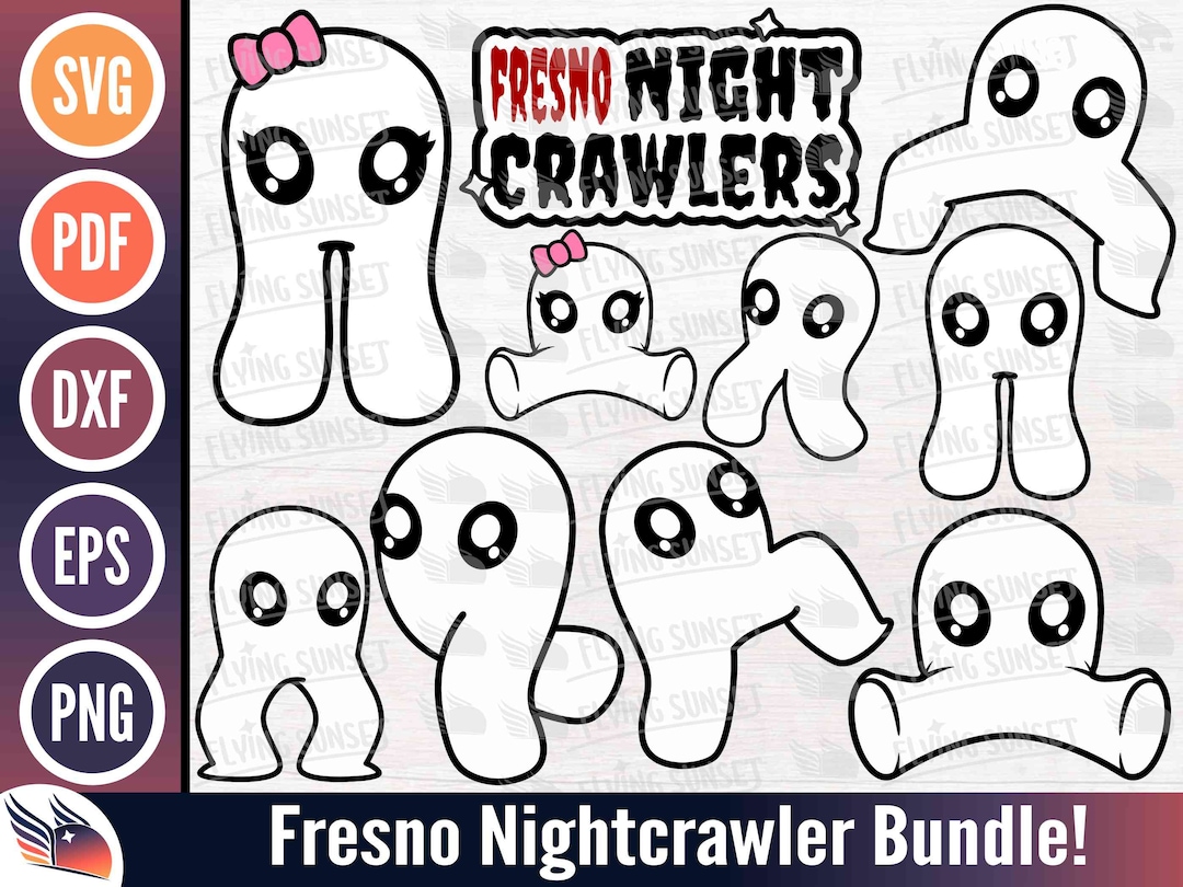 Fresno Nightcrawler SVG, Cute Cryptid PNG Bundle, Chibi Urban Legend ...