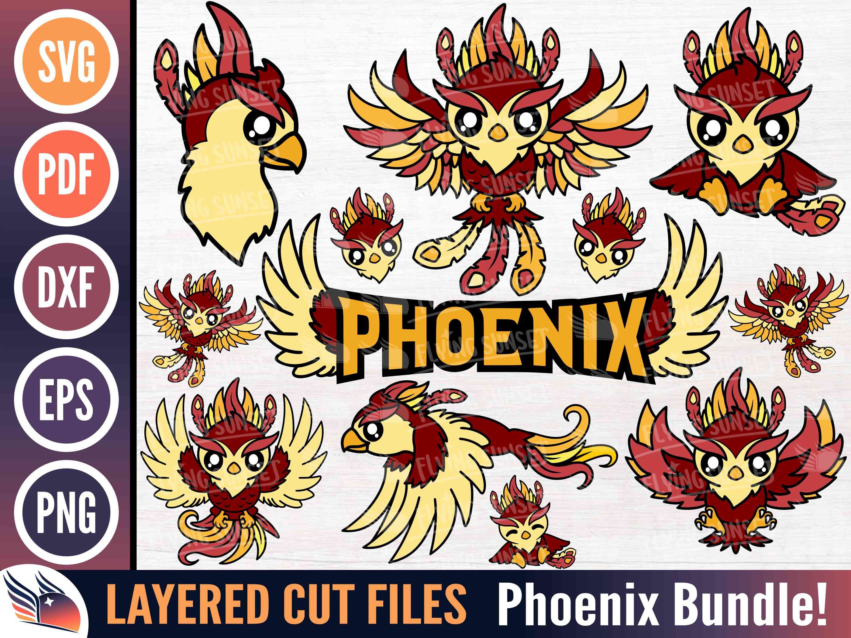 Cute Phoenix SVG PNG Bundle Firebird Clipart Layered Cricut - Etsy