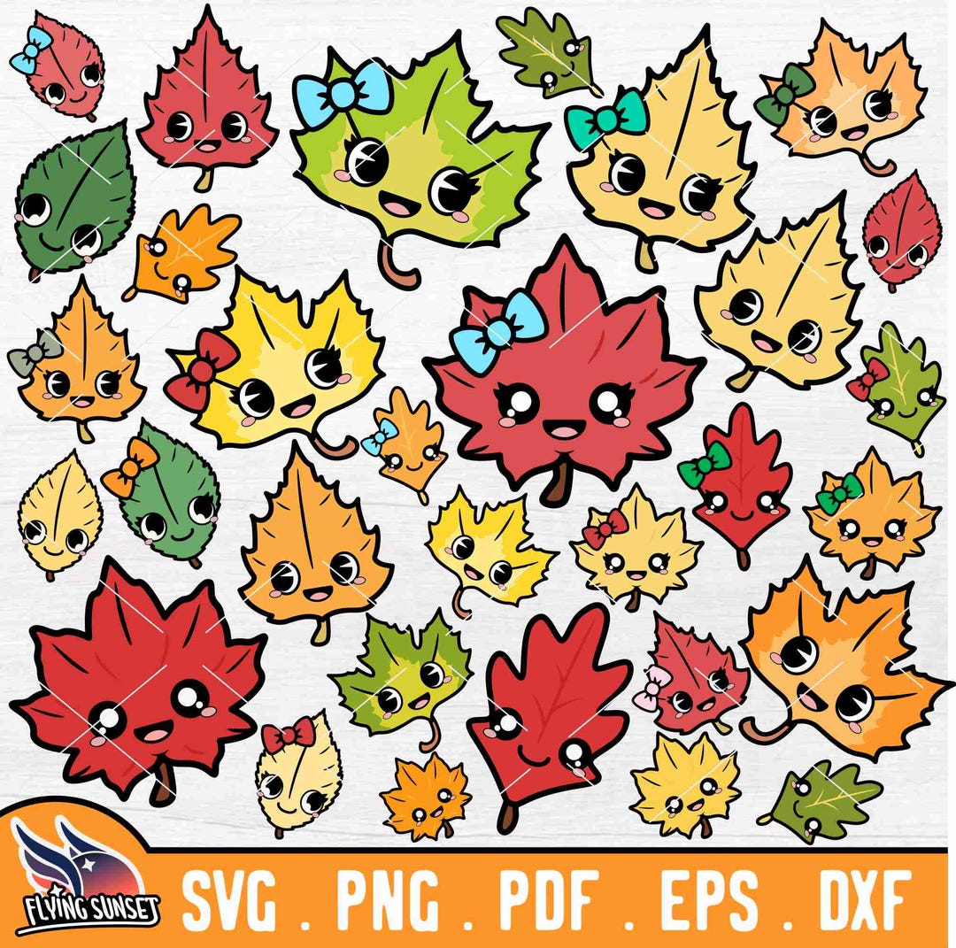 Fall Leaves SVG, Cute Autumn Leaf Bundle, Layered Maple Leaf Clip Art ...