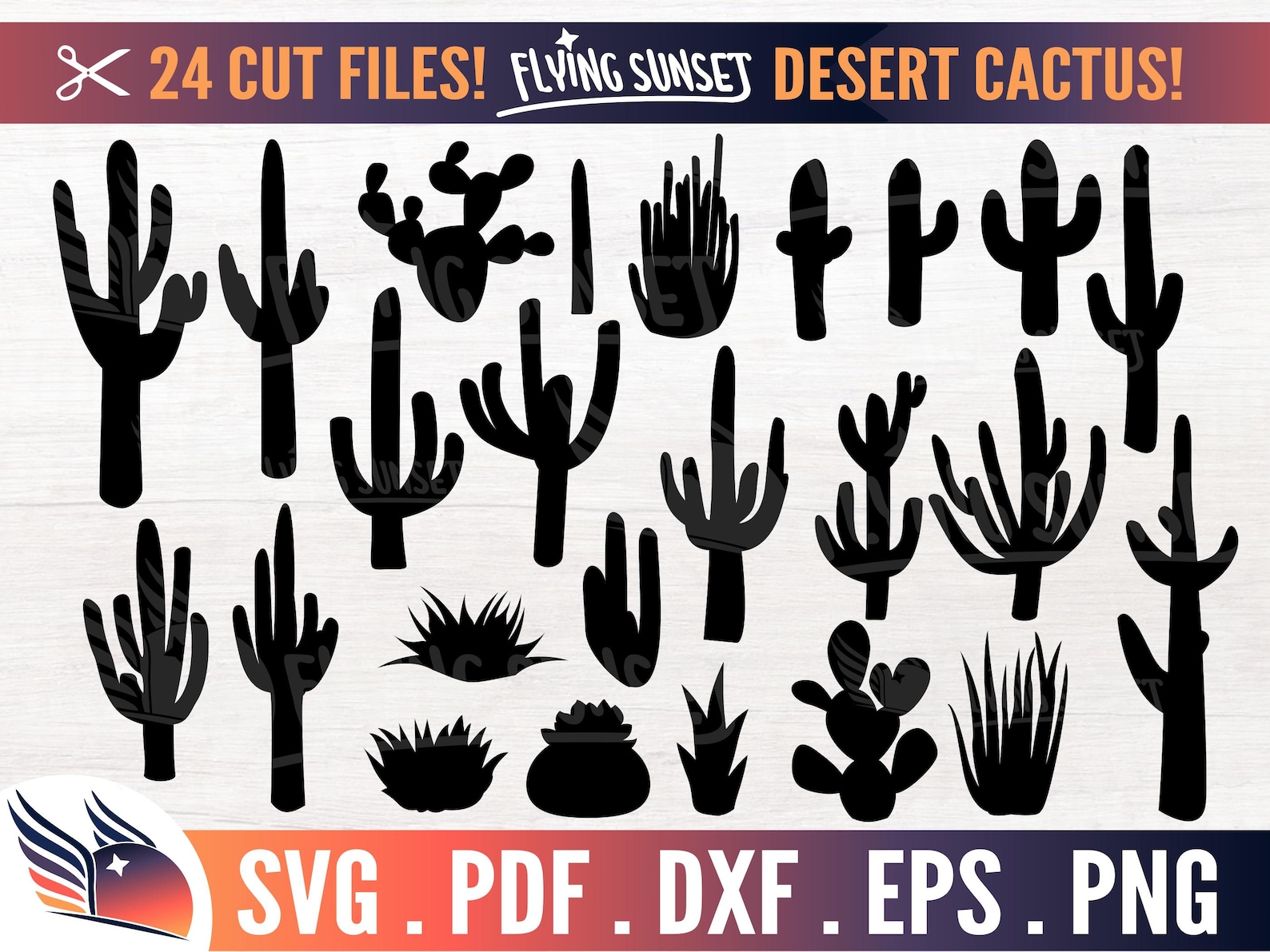 Cactus Silhouette SVG, Desert Cactus Clipart, Cactus Cut File, Saguaro ...