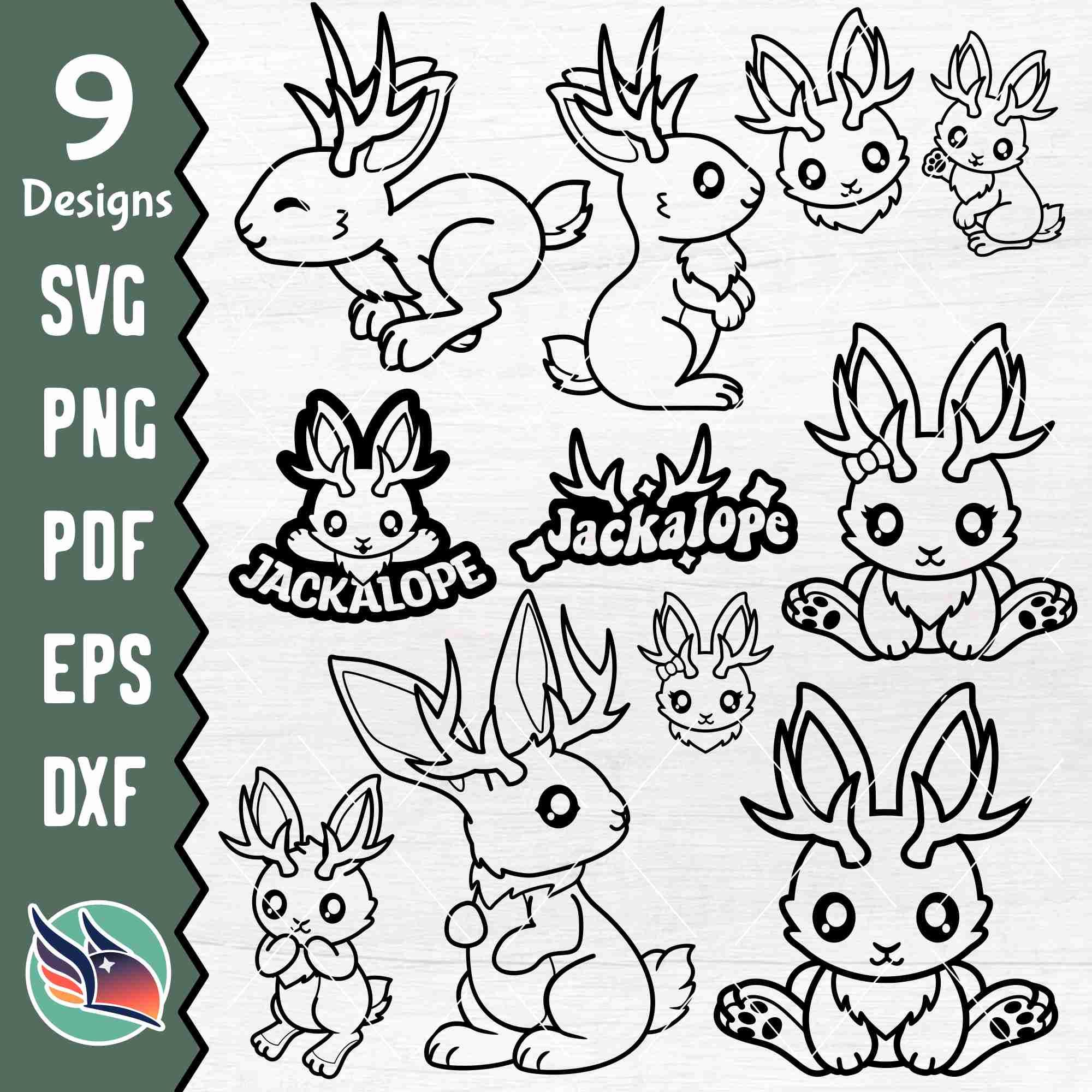 Jackalope Outline SVG, Cute Cryptid Coloring Page, Cute Jackalope ...