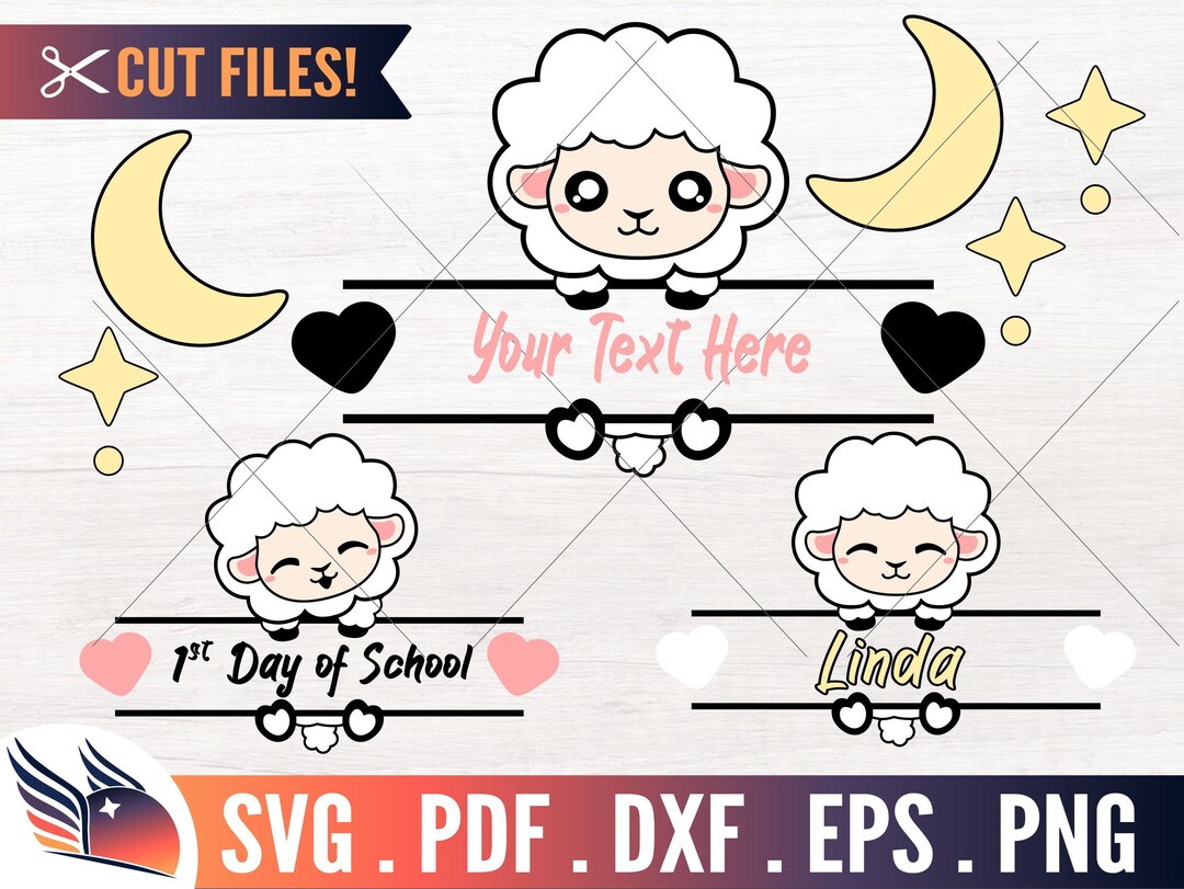 Baby Sheep Monogram Svg, Cute Sheep Svg, Baby Lamb Svg, Kawaii Chibi ...