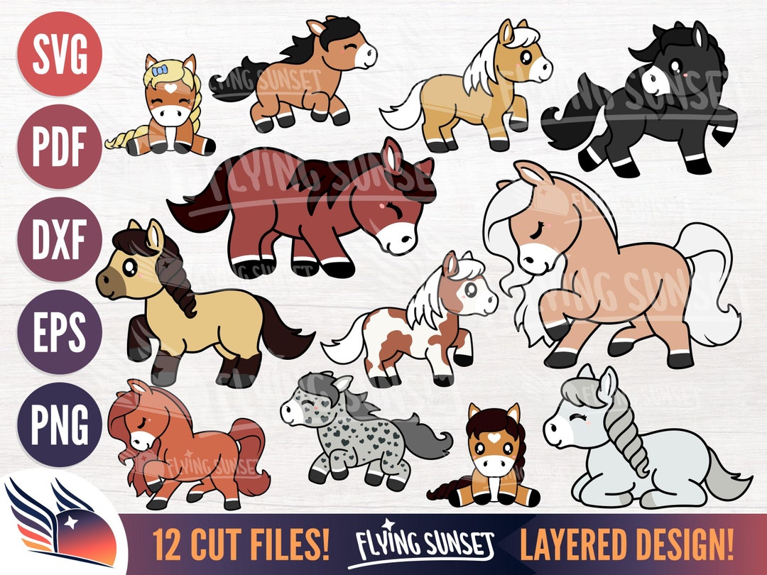 Cute Horse SVG Baby Horse Clipart Kawaii Pony Face Bundle - Etsy
