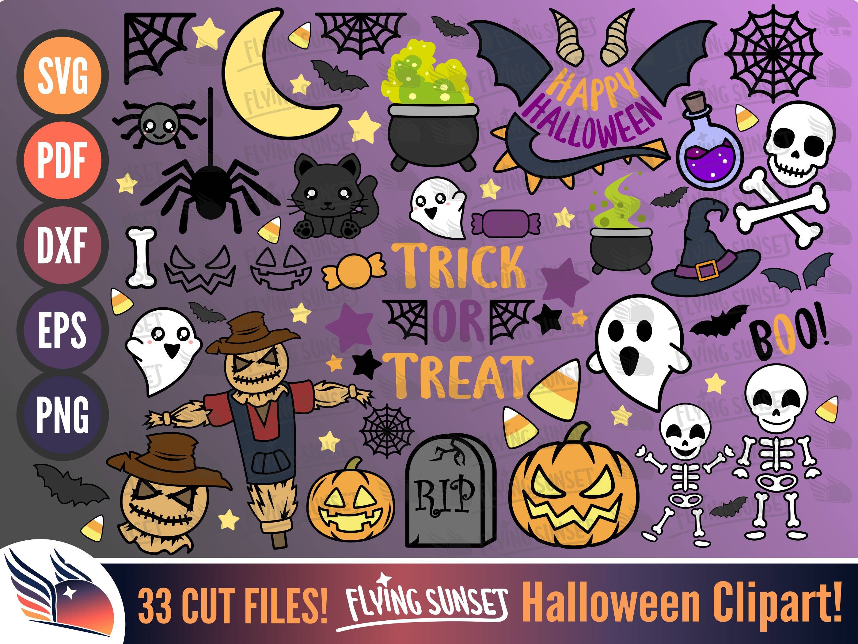 Cute Halloween SVG Halloween Clipart Bundle Kawaii Halloween - Etsy