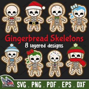 Gingerbread Skeleton SVG, Layered Clipart PNG, Halloween Xray Tech Gift ...