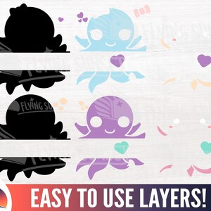 Cute Octopus Monogram SVG, Baby Octopus Svg, Kawaii Ocean Clipart ...