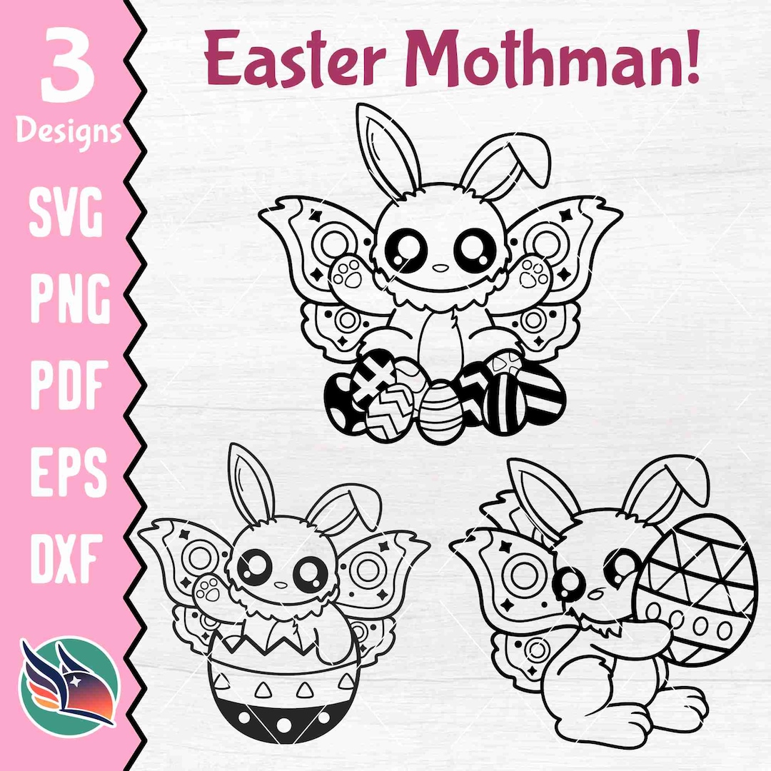 Easter Mothman Outline SVG, Mothman Easter Bunny, Mothman Coloring Page ...