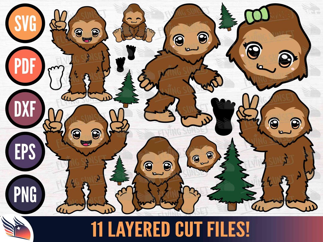 Cute Bigfoot SVG Baby Cryptid Clipart Kawaii Monster Bundle - Etsy
