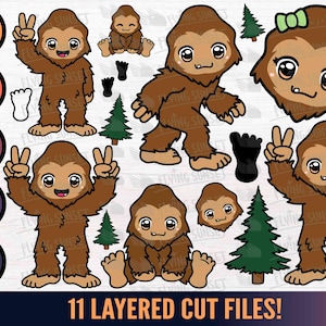 Cute Bigfoot SVG, Baby Cryptid Clipart, Kawaii Monster Bundle, Anime ...