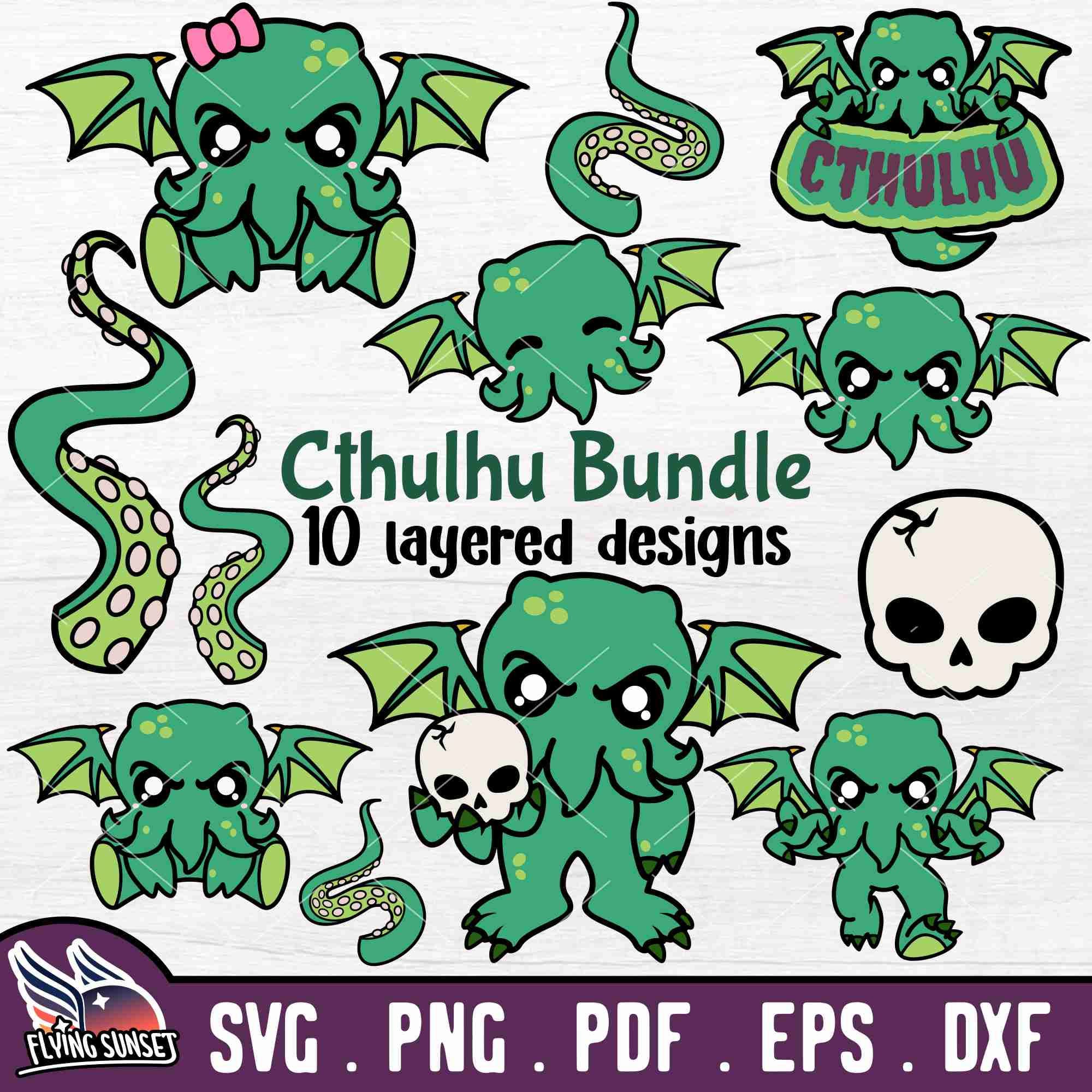 Cute Cthulhu SVG PNG, Baby Cthulhu Clipart, Fun Cryptid Sticker Decal ...